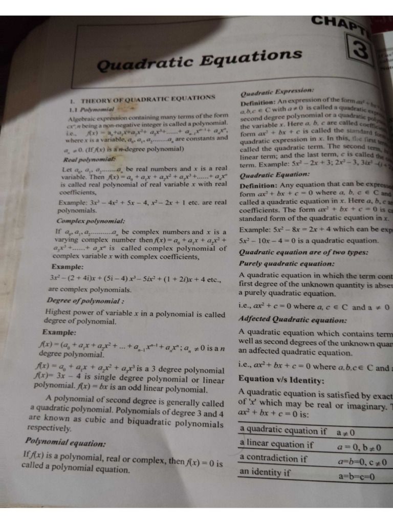 Quadratic equation module jee | PDF