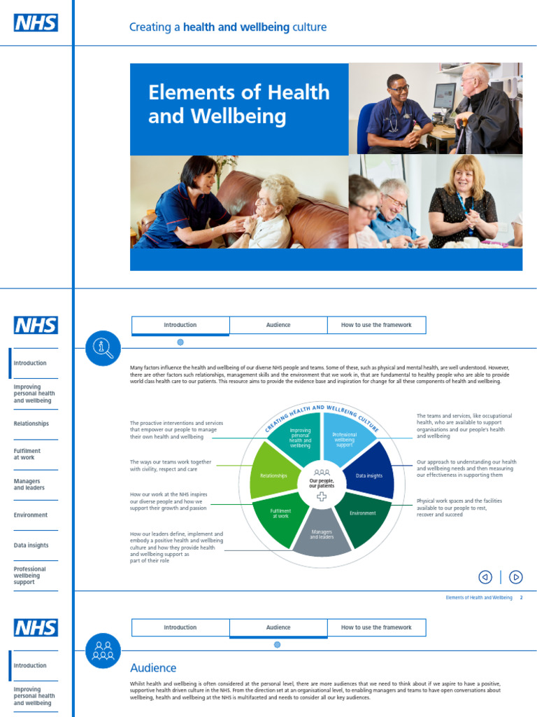 NHS Health and Wellbeing Framework Elements of Health and Wellbeing | PDF | Well Being | Mental ...