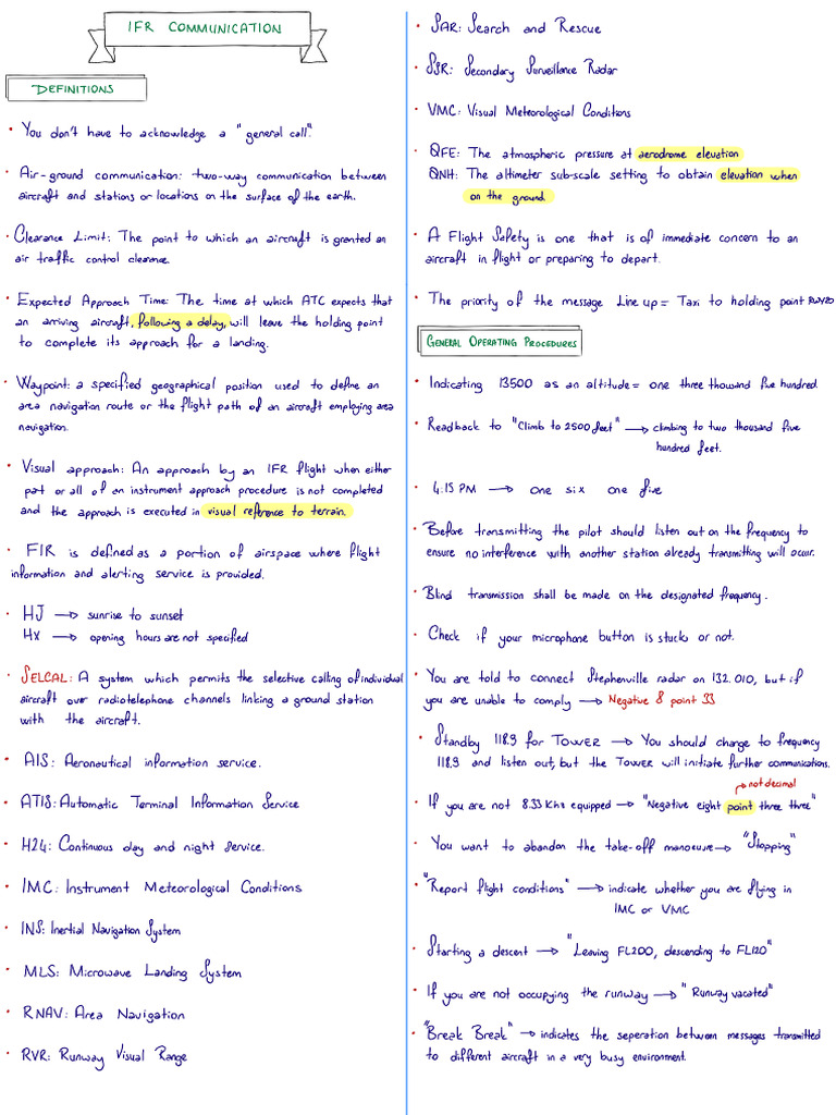 IFR Communication - Lecture Notes (20221026) | PDF | Instrument Flight ...