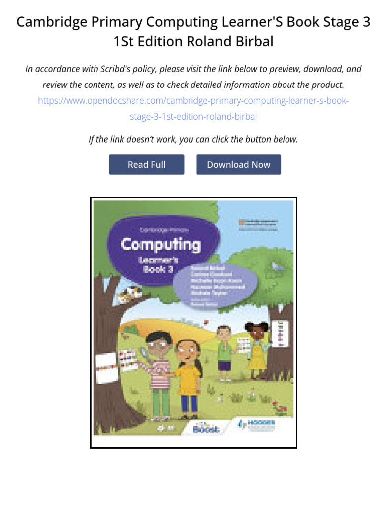 Cambridge Primary Computing Learner's Book Stage 3 1st Edition Roland Birbal | PDF | Computer ...