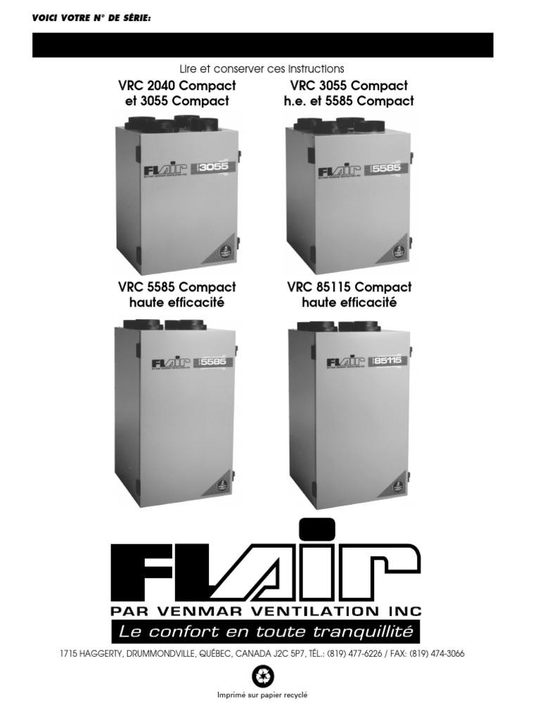Manuel d'installation VRC FLAIR Compact | PDF | Ventilation ...