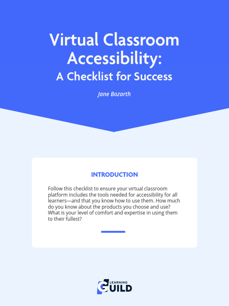 Virtual Classroom Accessibility Checklist | PDF | Accessibility | Usability
