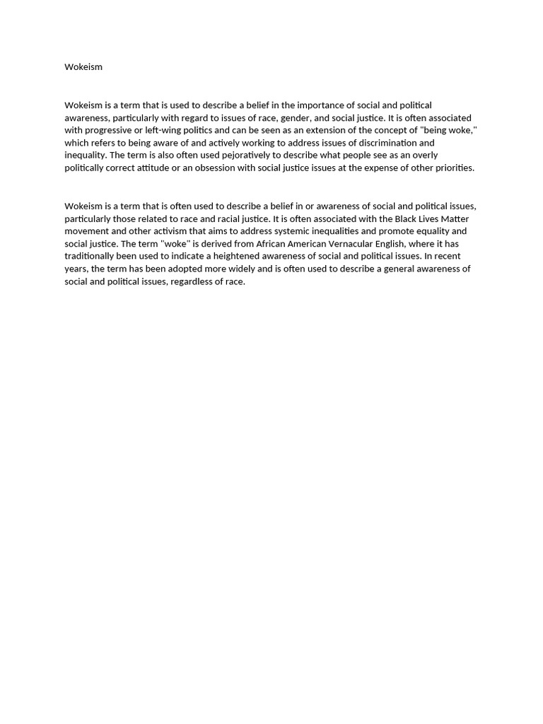 Understanding Wokeism and Its Impact | PDF