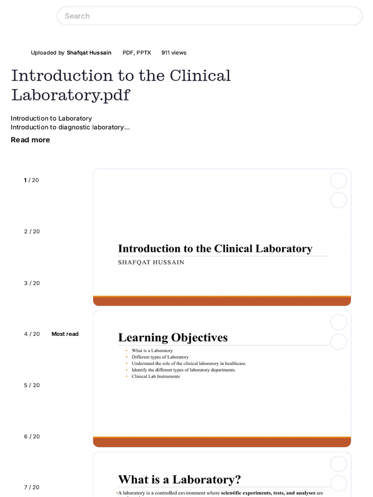 Introduction to Clinical Laboratory Basics | PDF | Medical Specialties ...