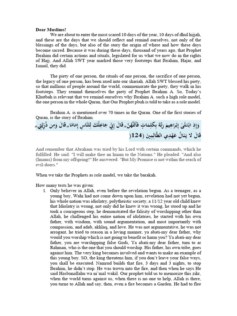 Sacred Days of Dhul Hijjah Reflection | PDF | Jihad | Hadith