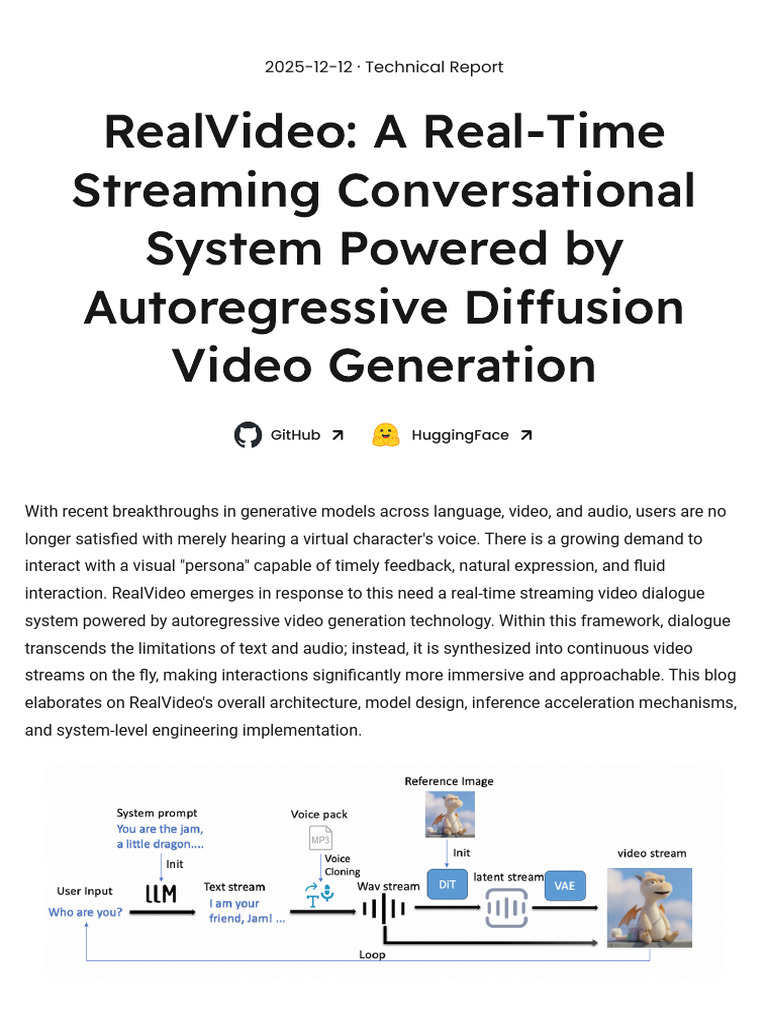 RealVideo_ a Real-Time Streaming Conversational System Powered by Autoregressive Diffusion Video ...