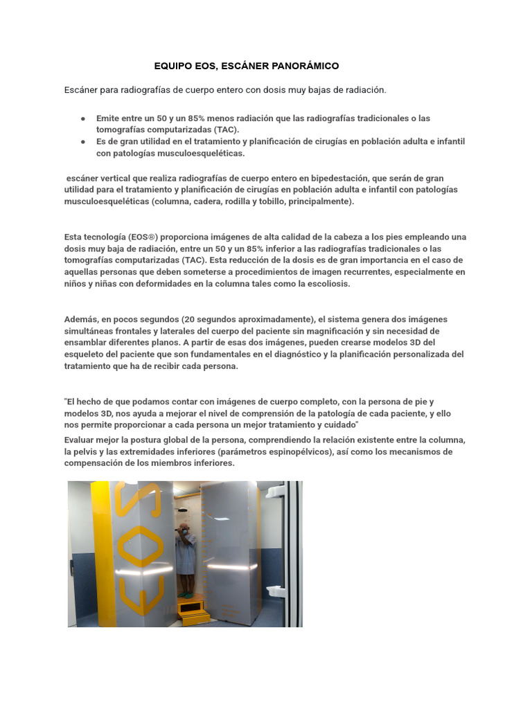 Escáner EOS: Radiografías de Cuerpo Entero | PDF | Ct Scan | Escoliosis