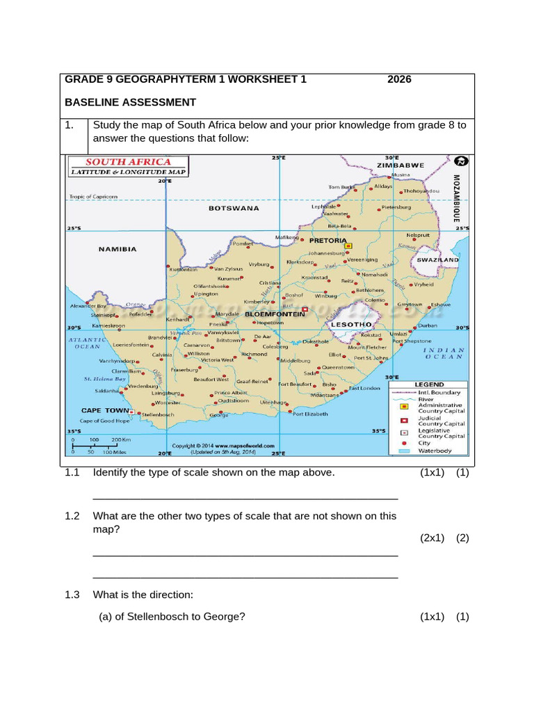 Grade 9 Geography Worksheets 2026 | PDF | Contour Line | Topography