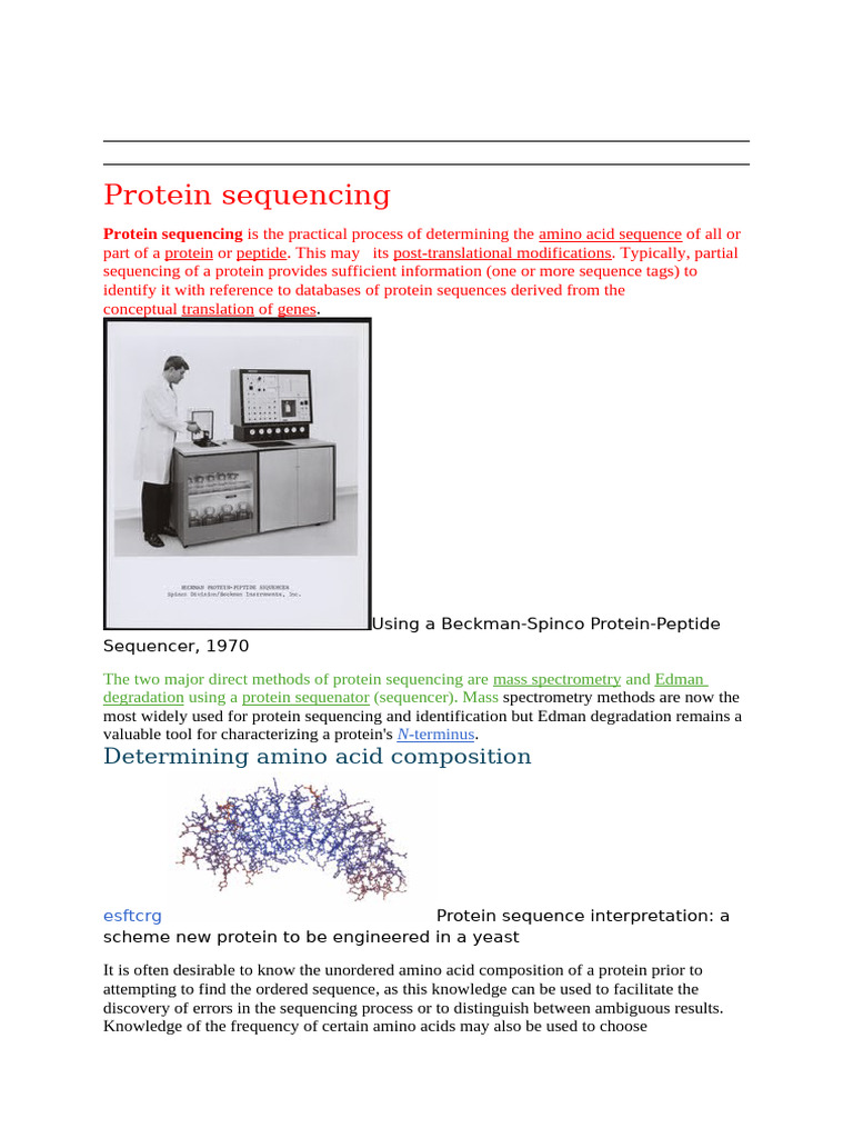 Protein Sequencing Techniques Explained | PDF | Molecular Biology ...
