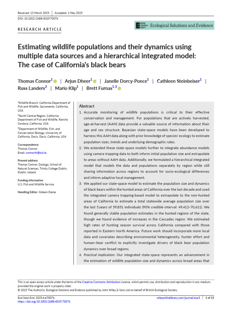 Estimating Wildlife Populations and Their Dynamics | PDF | Bayesian ...