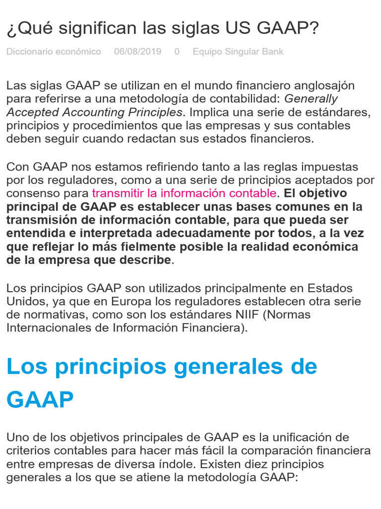 Significado de US GAAP en Contabilidad | PDF | Contabilidad | Business