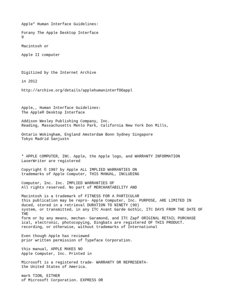 Apple Desktop Interface Guidelines | PDF | Window (Computing) | Menu ...