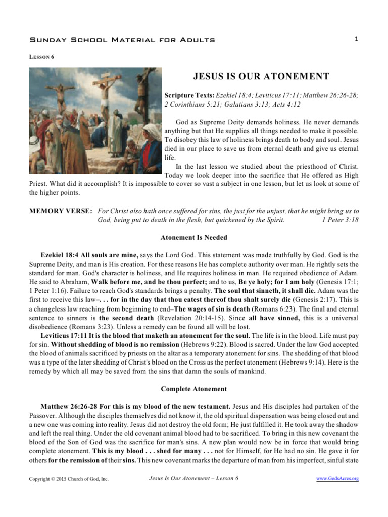 Jesus as Our Atonement: Lesson 6 | PDF | Sacrifice | Sin
