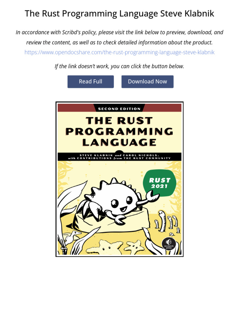 The Rust Programming Language Steve Klabnik | PDF | Parameter (Computer ...