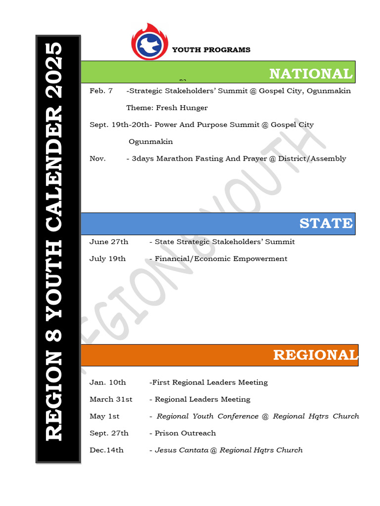 2025 Youth Programs Calendar | PDF