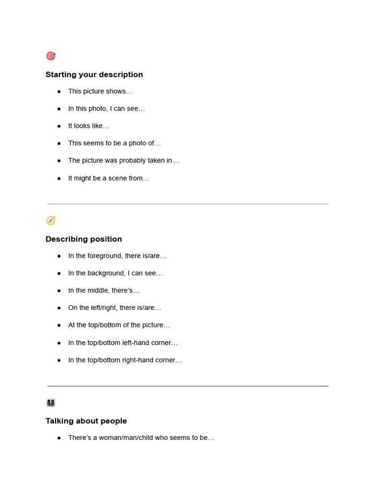 Photo Description Techniques Guide | PDF