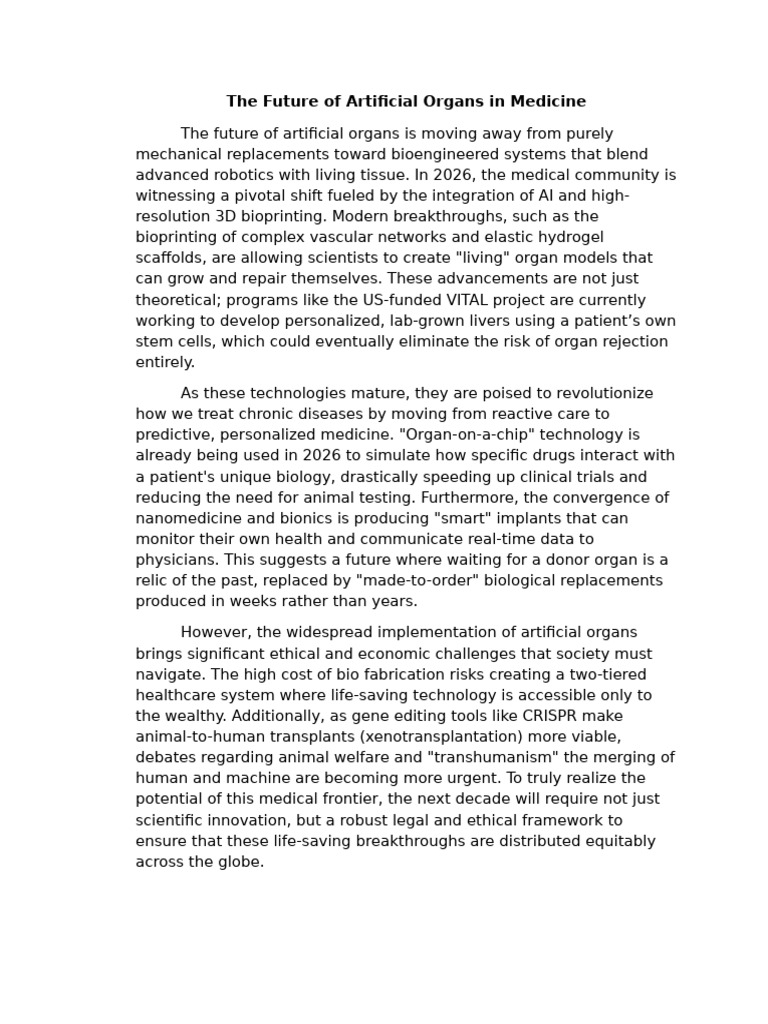 The Future of Artificial Organs in Medicine | PDF