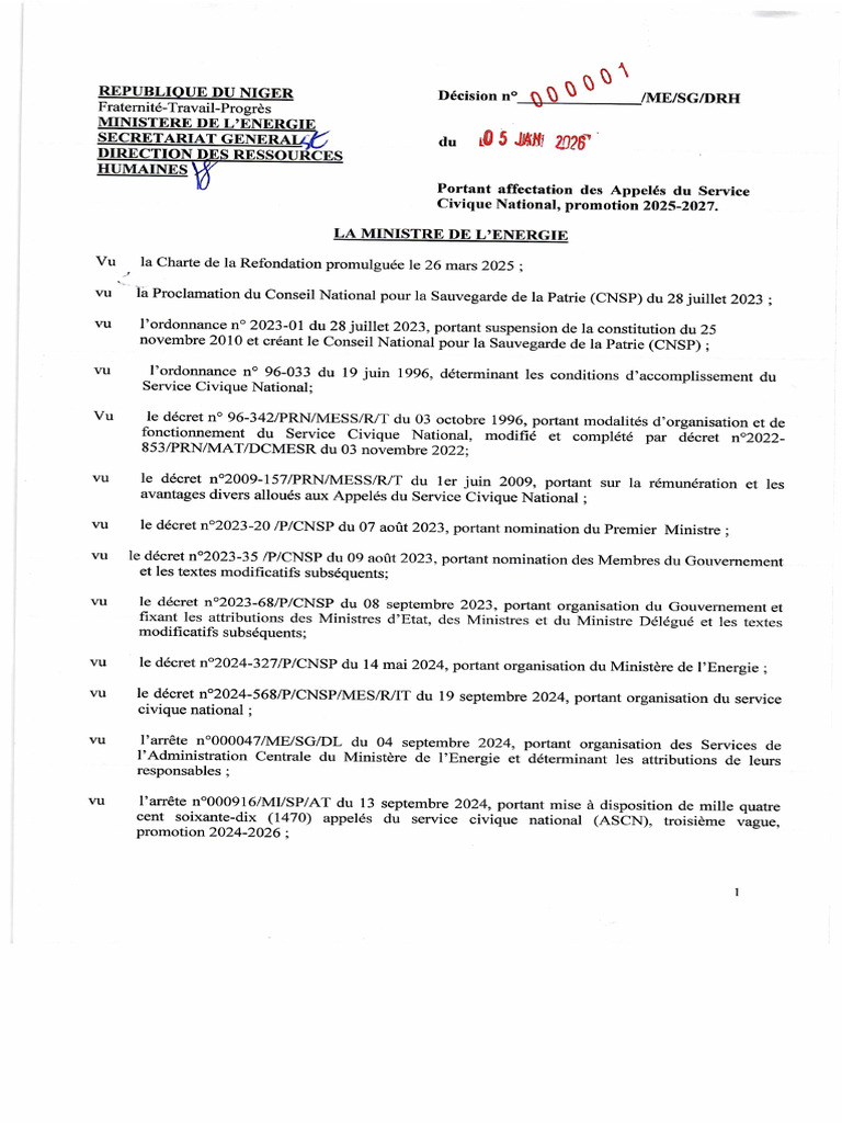 Affectation ASCN 2025 - 2027 | PDF