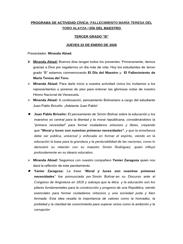 Programa de Actividad Cívica Tercer Grado b (1) | PDF