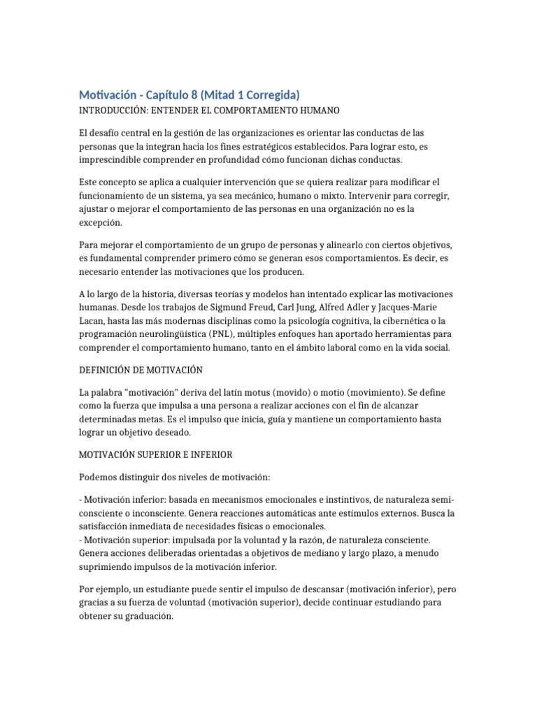 Motivacion Cap8 Mitad1 Corregida | PDF | Motivación | Motivacional