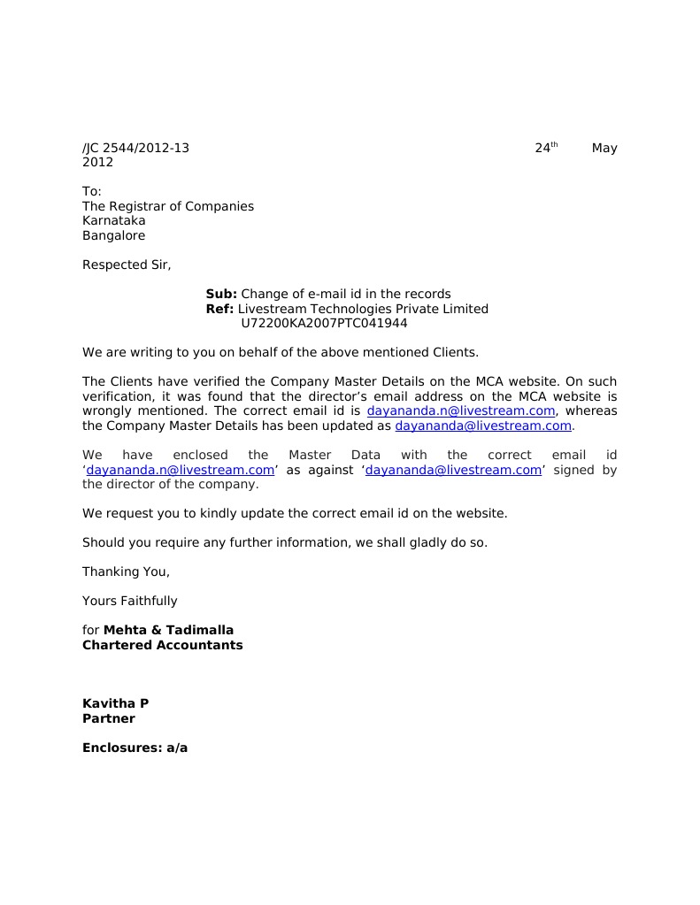 ROC Letter For Add Change | PDF