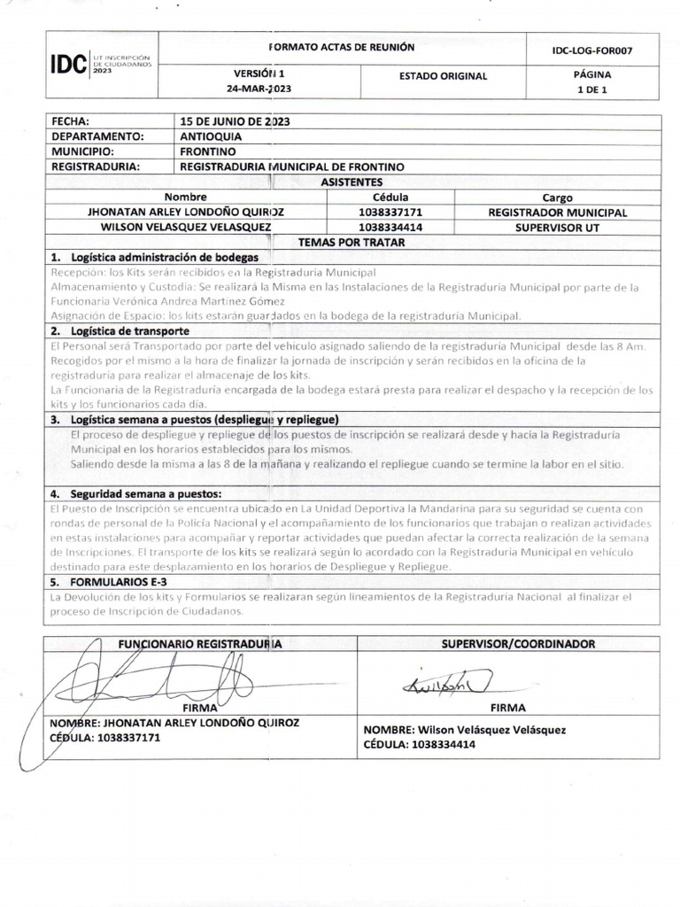 Acta de Reunion | PDF