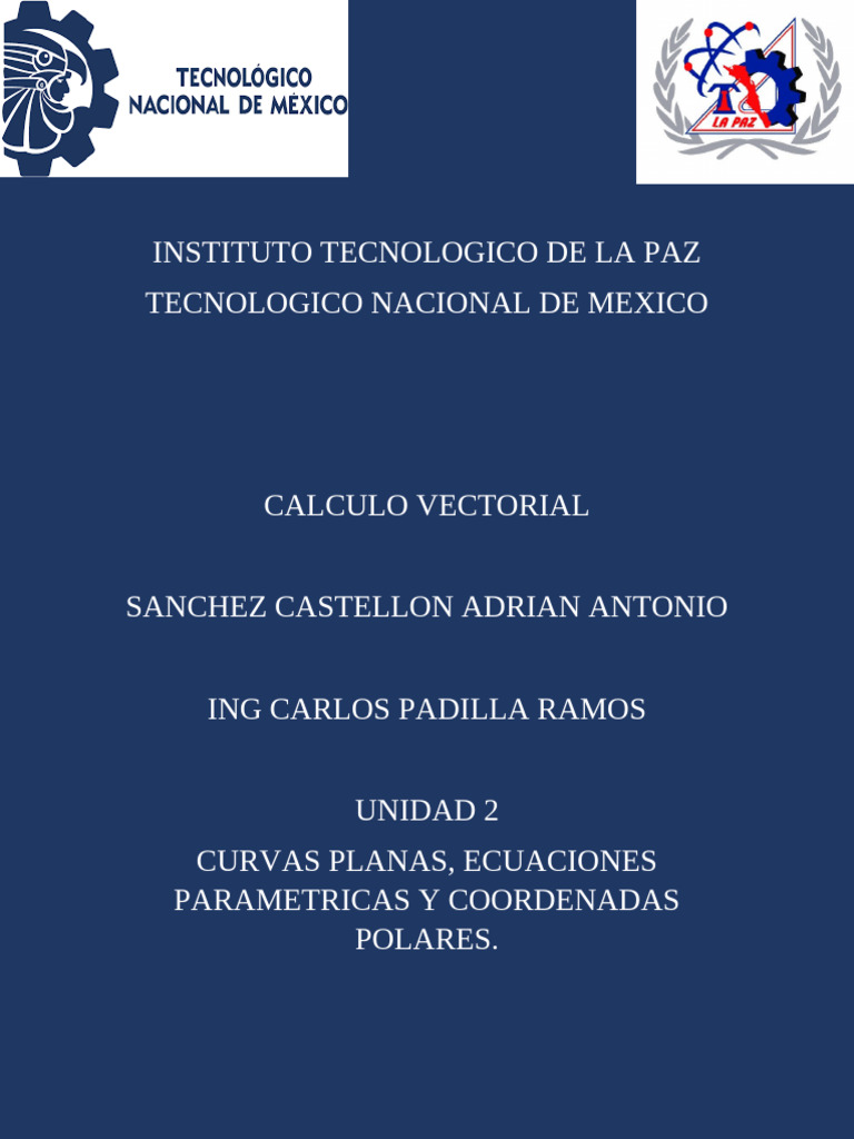 Curvas Planas y Cálculo Vectorial | PDF