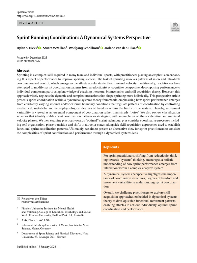 Dynamical Systems in Sprint Coordination | PDF | Motor Coordination ...
