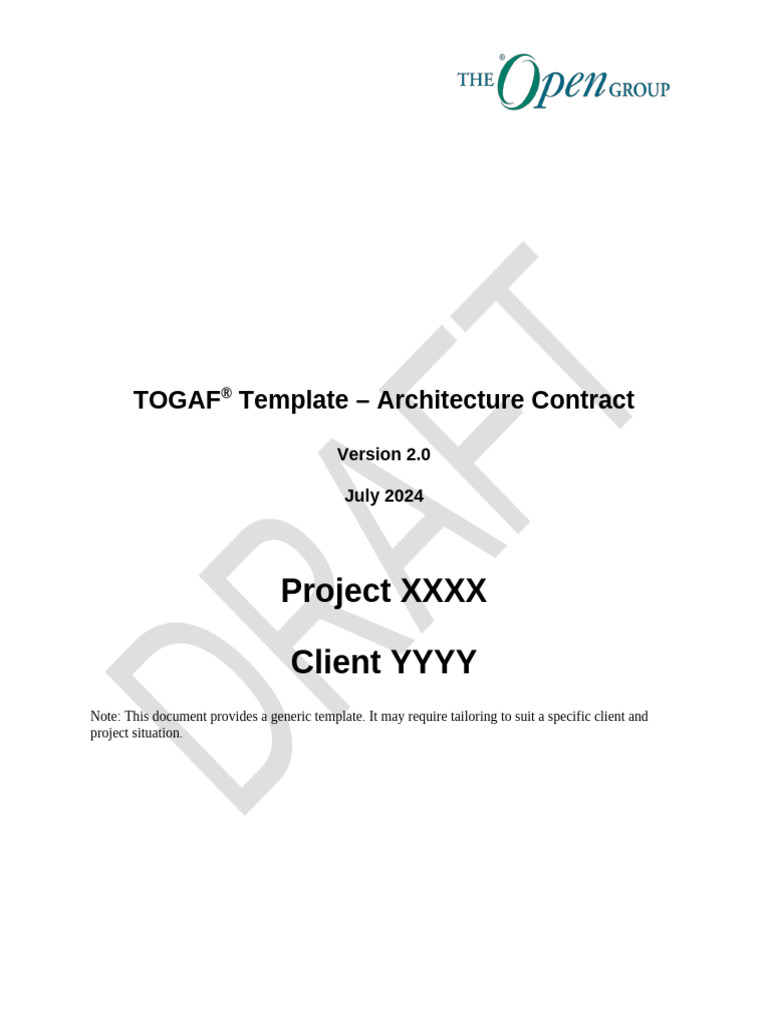 TOGAF Architecture Contract Template | PDF | Governance | Service Level ...