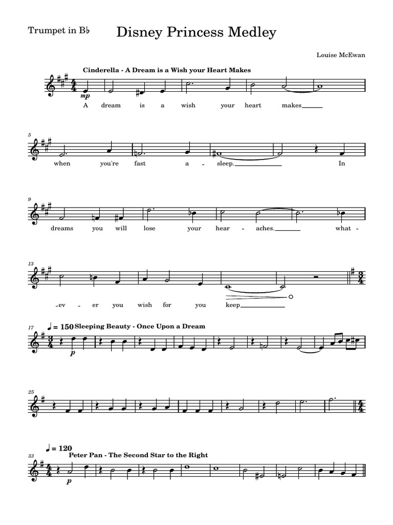 Disney Princess Medley V2-Trumpet Bb | PDF | Works Based On Fairy Tales ...