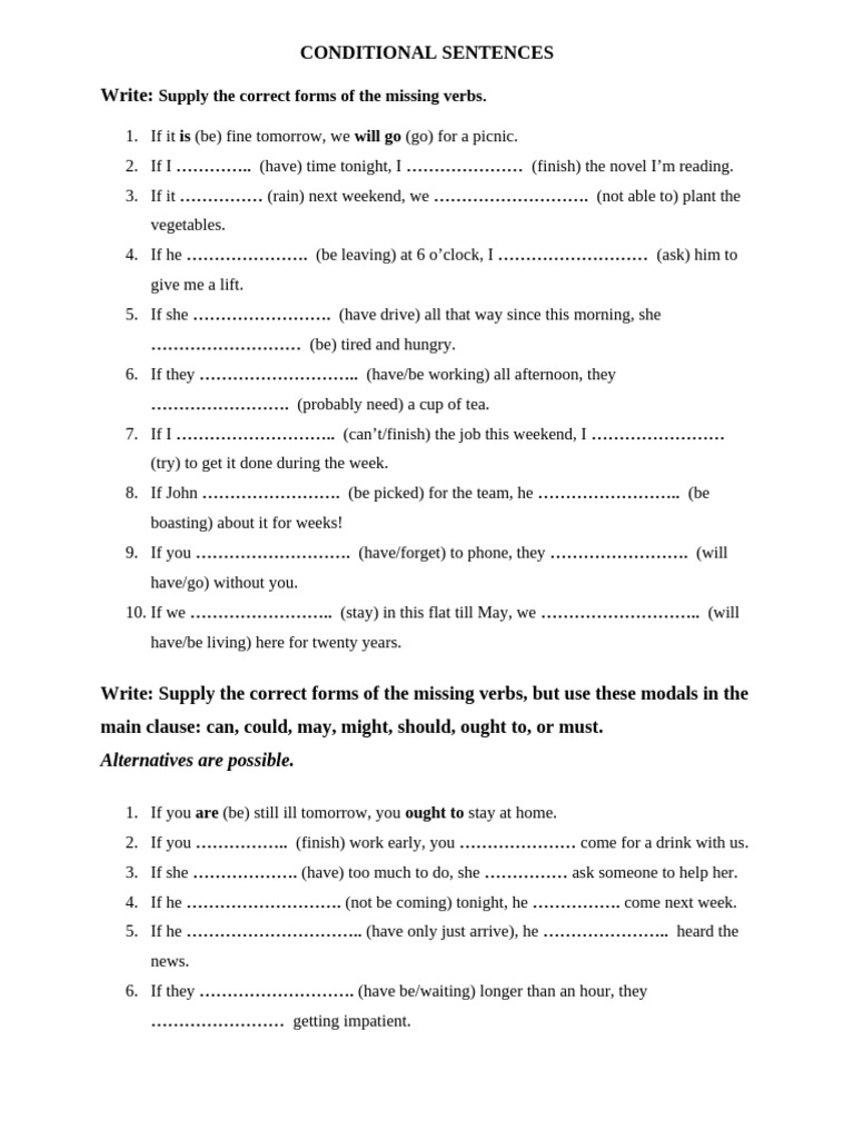 Conditional Sentences Practice Exercises | PDF
