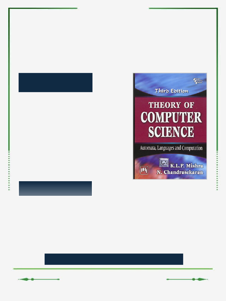 Theory of Computer Science Automata Languages and Computation 3rd Edition K.L.P. Mishra ebook ...