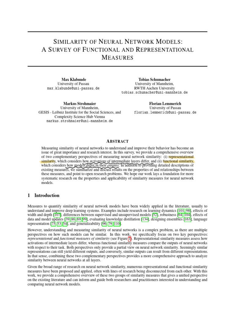 Similarity of Neural Network Models | PDF | Group Representation ...
