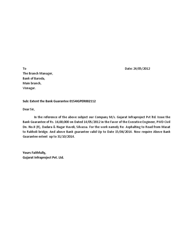 Bank Guarantee Extension Request | PDF