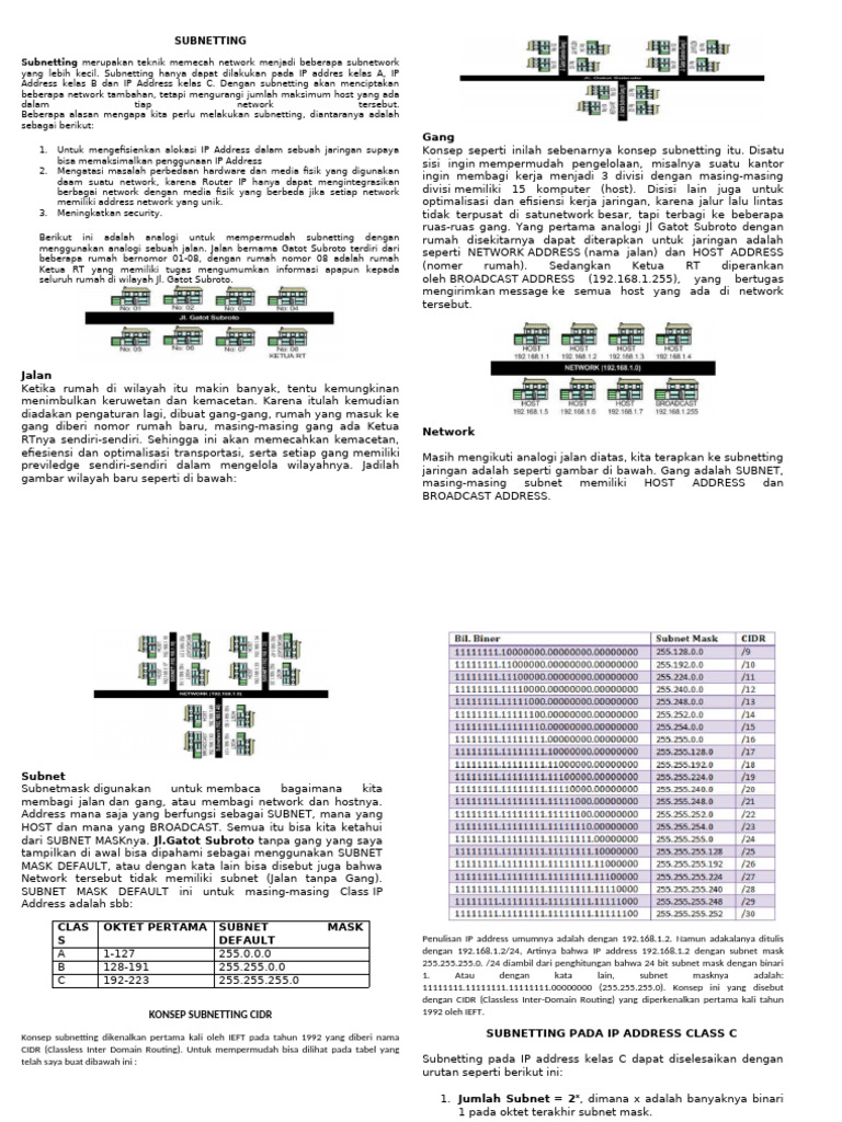 Panduan Lengkap Subnetting IP Address | PDF