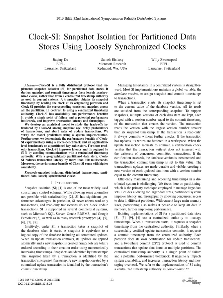 Clock-SI_Snapshot_Isolation_for_Partitioned_Data_Stores_Using_Loosely_Synchronized_Clocks (1 ...