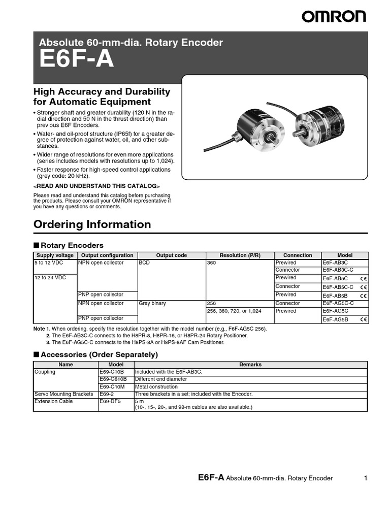 E6F-A 60mm Rotary Encoder Specifications | PDF | Electrical Engineering ...