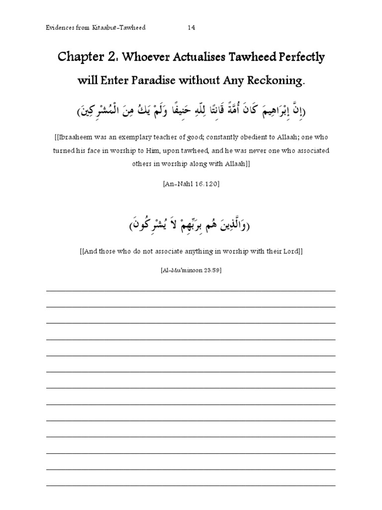 Kitaab at Tawheed - With Note Space | PDF | Islamic Belief And Doctrine ...