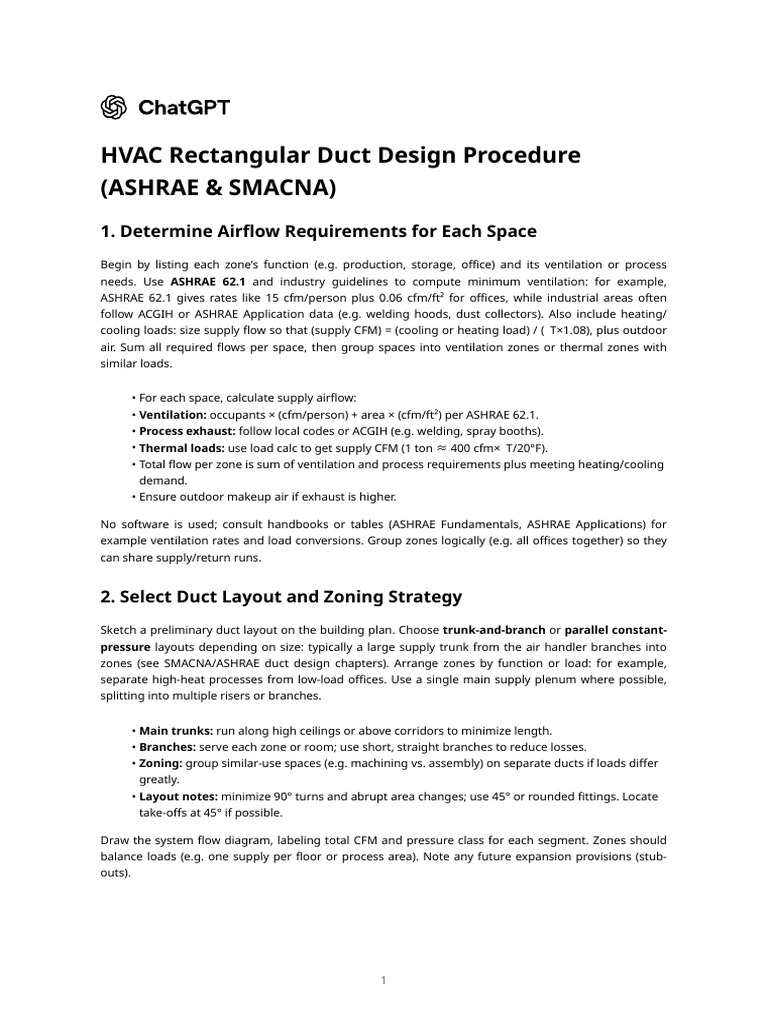 HVAC Rectangular Duct Design Guide | PDF | Duct (Flow) | Ventilation ...