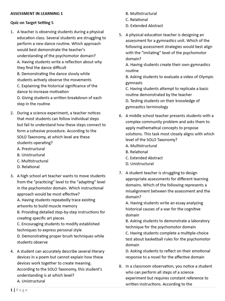 Assessment Strategies in Education | PDF | Teachers | Multiple Choice