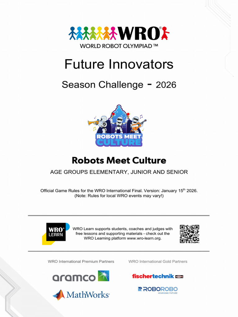 WRO 2026: Robots Meet Culture Challenge | PDF | Robot | Robotics