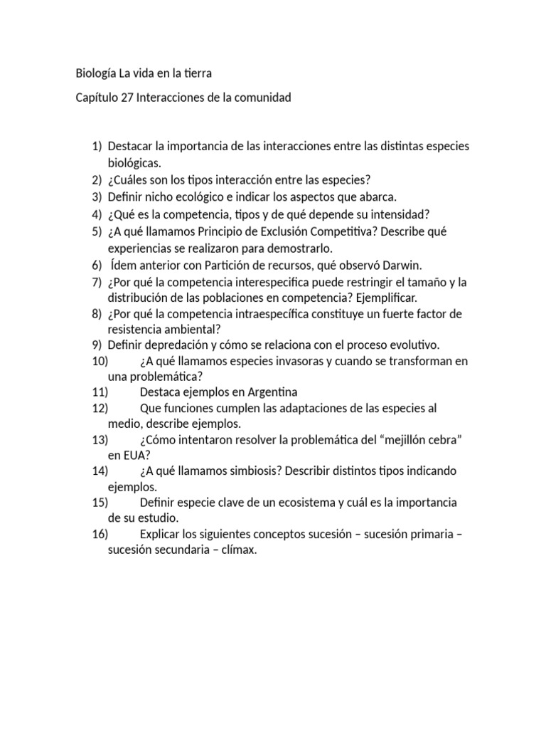 Cuestionario Cap 27 Interacciones | PDF