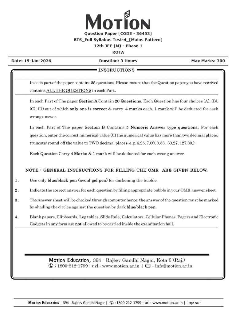 BTS Full Syllabus Test-4 [Mains Pattern] Paper | PDF
