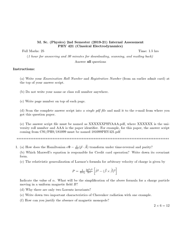 2020 CU Question | PDF | Spin (Physics) | Mechanics