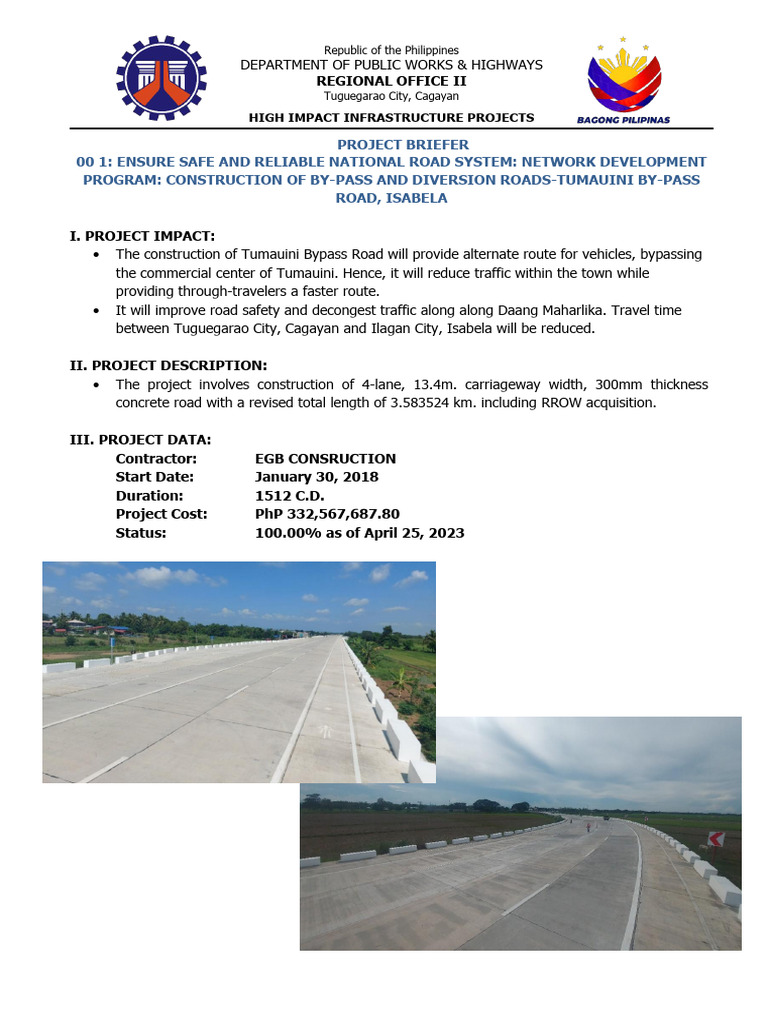 Tumauini Bypass Road Project Brief | PDF | Road | Road Infrastructure