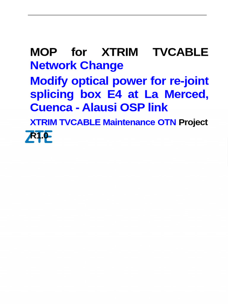 MOP for XTRIM TV Cable -‎‎‎‎‎‎Modify optical power for re-joint ...