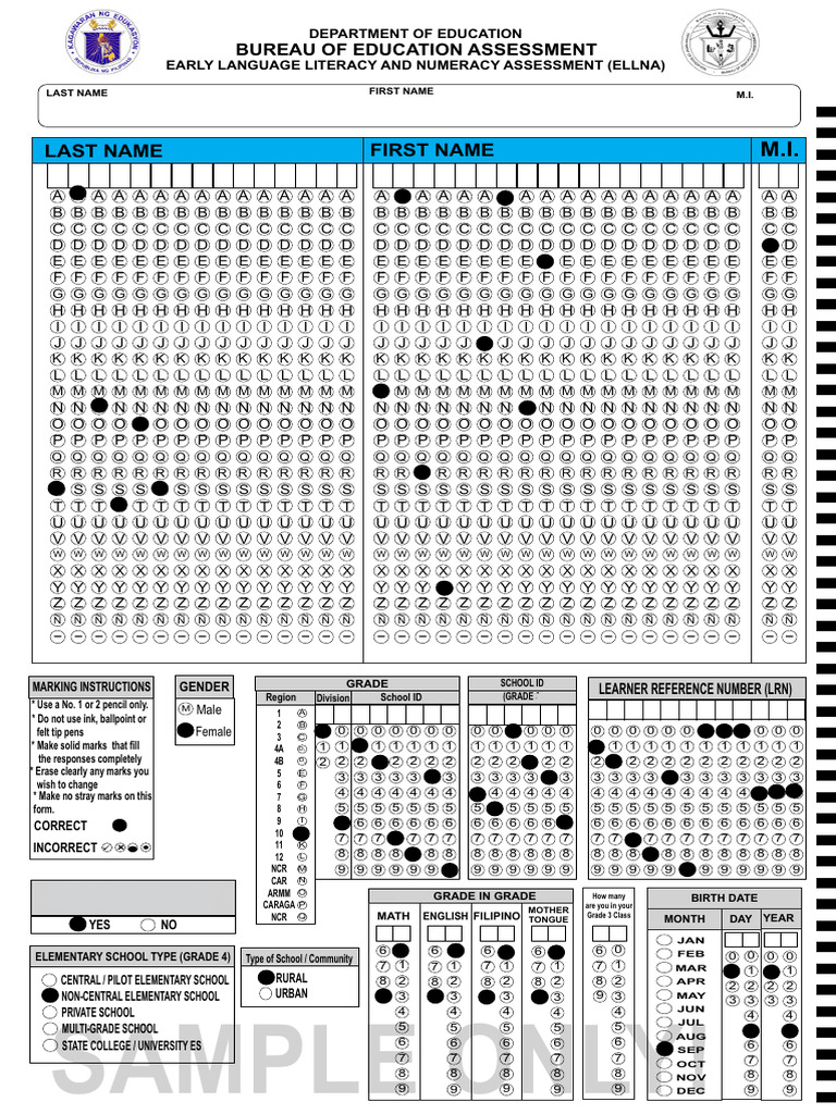 ELLLNA Answer Sheet Edited - Copy | PDF