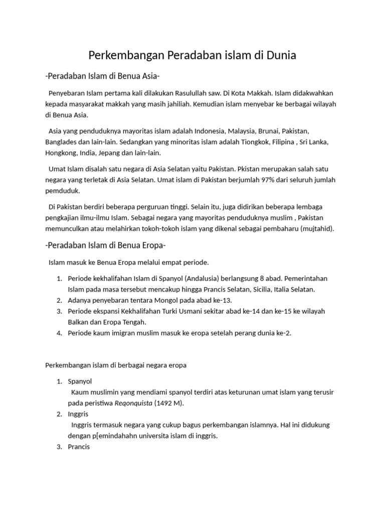 Perkembangan Peradaban Islam Global | PDF