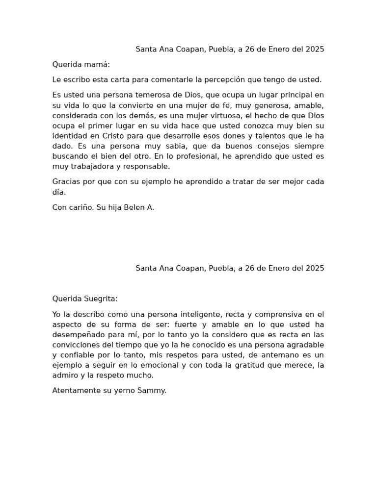 Carta a Mamá | PDF