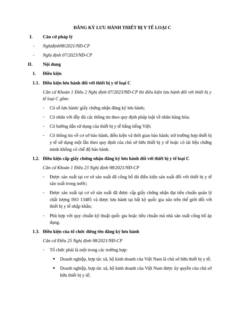 240911. Đăng ký lưu hành thiết bị y tế loại C | PDF